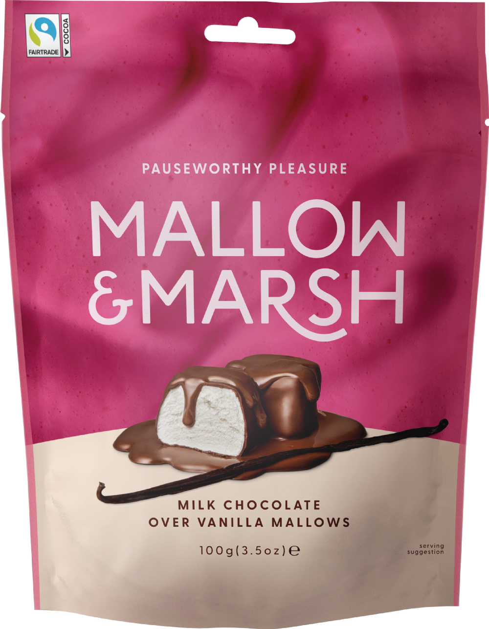 Mallow & Marsh Vanilla Marshmallows Coated In Milk Chocolate - Bag 100 ...
