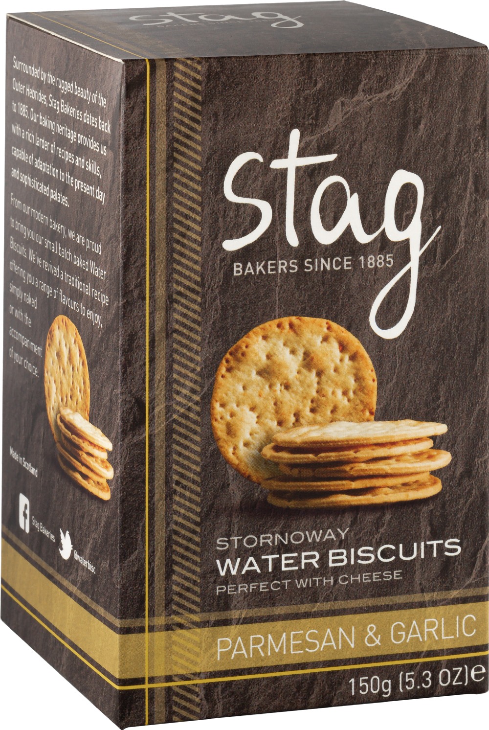 Stag Stornoway Water Biscuits - Parmesan & Garlic 150G – London Food Hall
