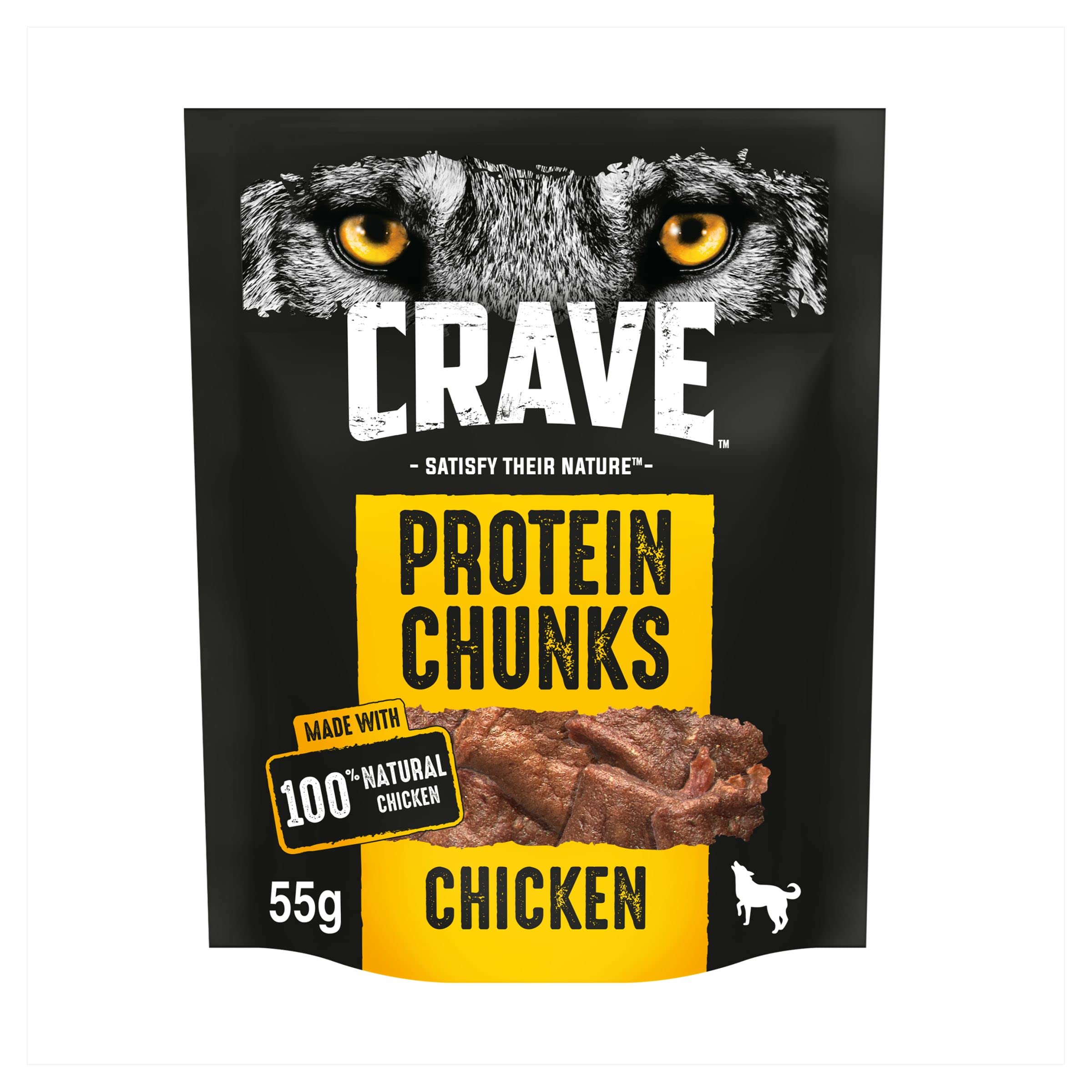 Crave Protein Chunks 6 x 55 g Snacks, Dog Treats Chicken with high Pro ...